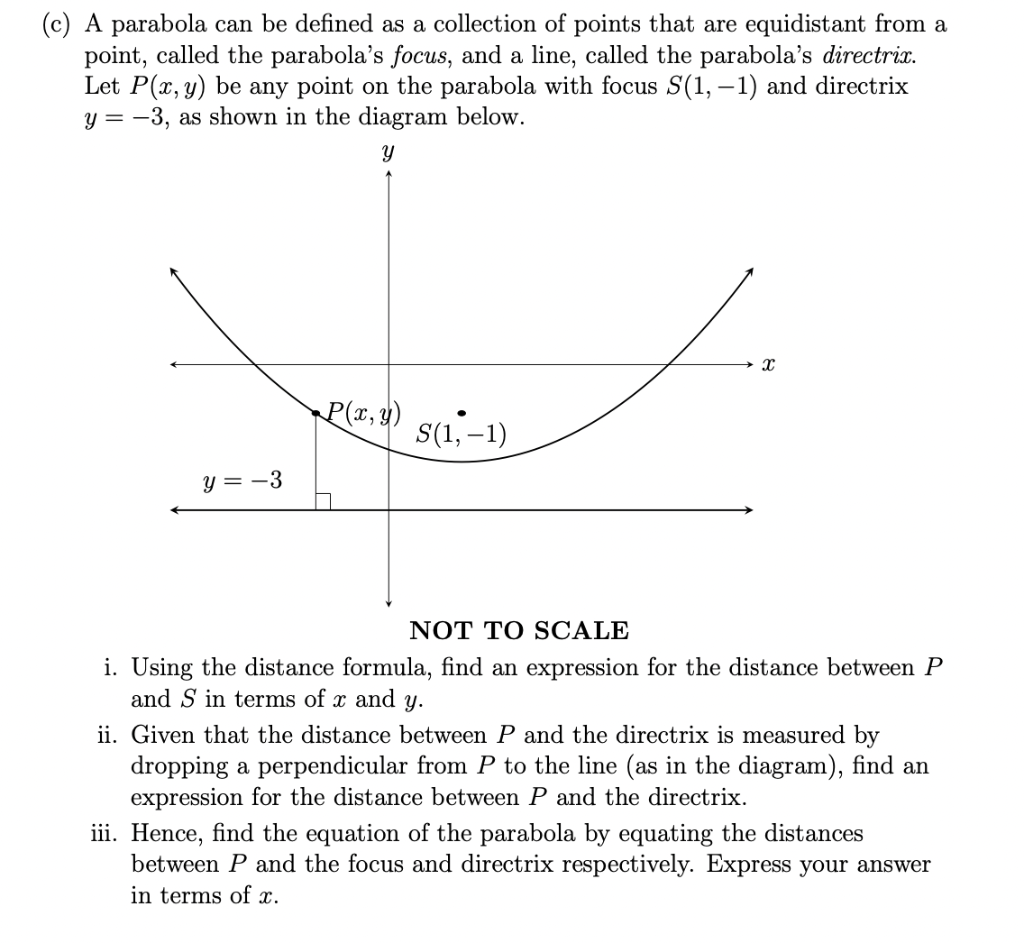Solved (c) A parabola can be defined as a collection of | Chegg.com