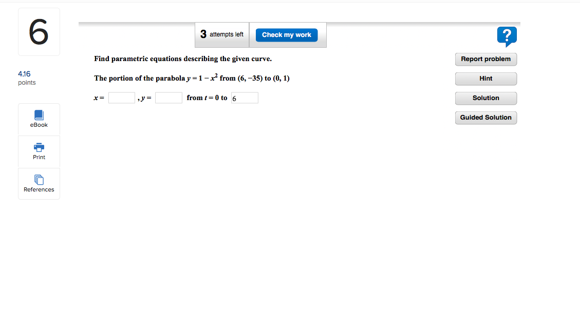 Solved 6 3 attempts left Check my work ? Find parametric | Chegg.com