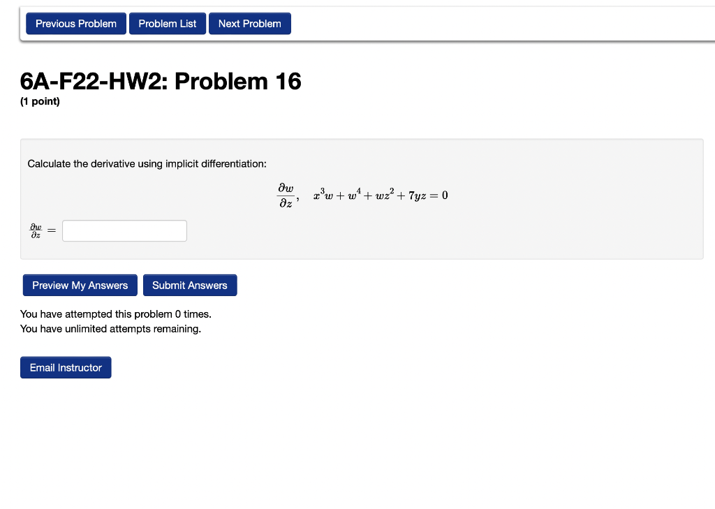 Solved 6A-F22-HW2: Problem 16 (1 point) Calculate the | Chegg.com