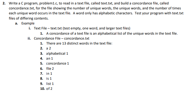 Solved 2 Write A C Program Problem1 C To Read In A Text