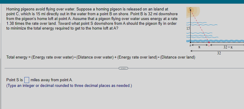 Solved Homing pigeons avoid flying over water. Suppose a | Chegg.com