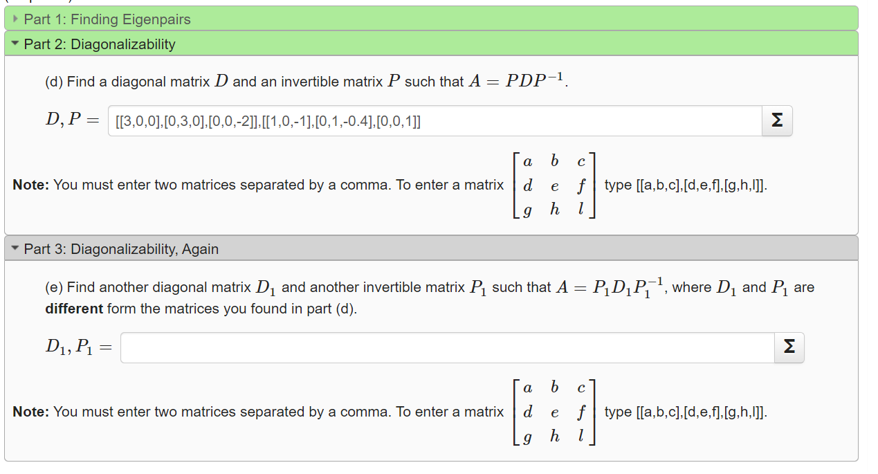 Solved Part 1: Finding Eigenpairs Part 2: | Chegg.com