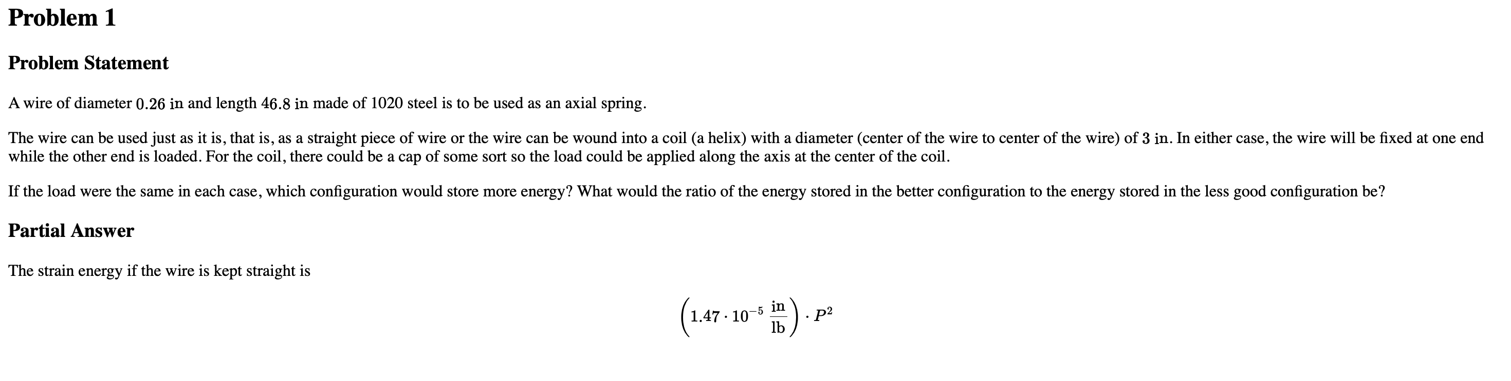 Solved Problem Statement A wire of diameter 0.26 in and | Chegg.com