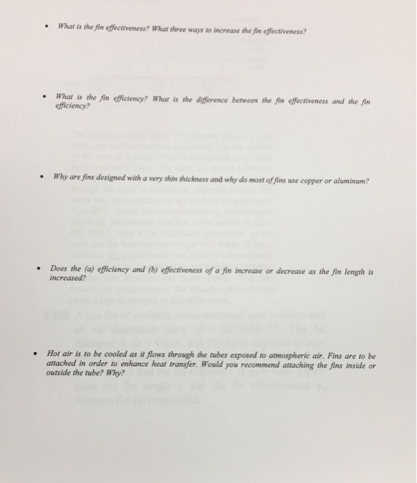 Solved What is the fin effectiveness? What three ways to | Chegg.com