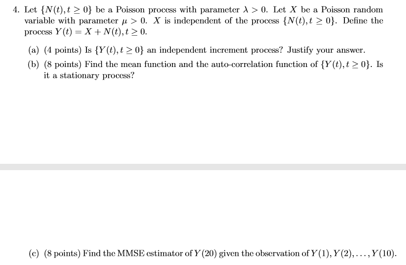 4. Let {N(t), t > 0} be a Poisson process with | Chegg.com