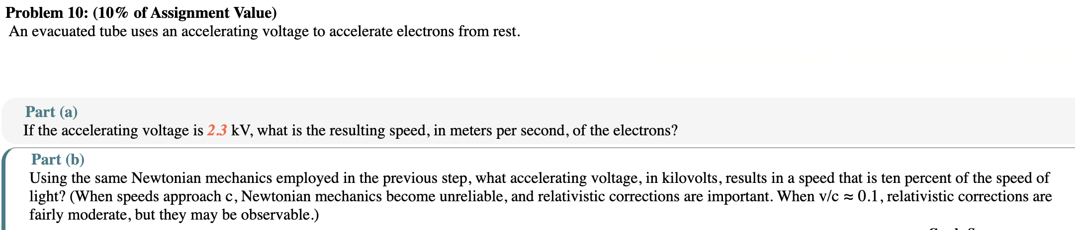 Solved Problem 10: (10% ﻿of Assignment Value)An evacuated | Chegg.com