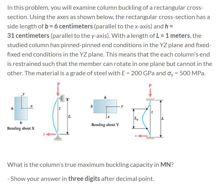 Solved In this problem, you will examine column buckling of | Chegg.com