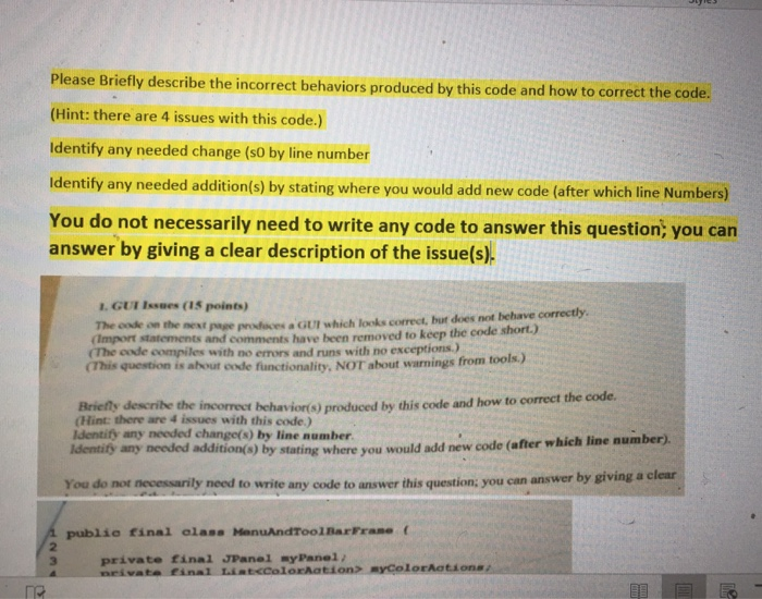 Please Briefly describe the incorrect behaviors | Chegg.com