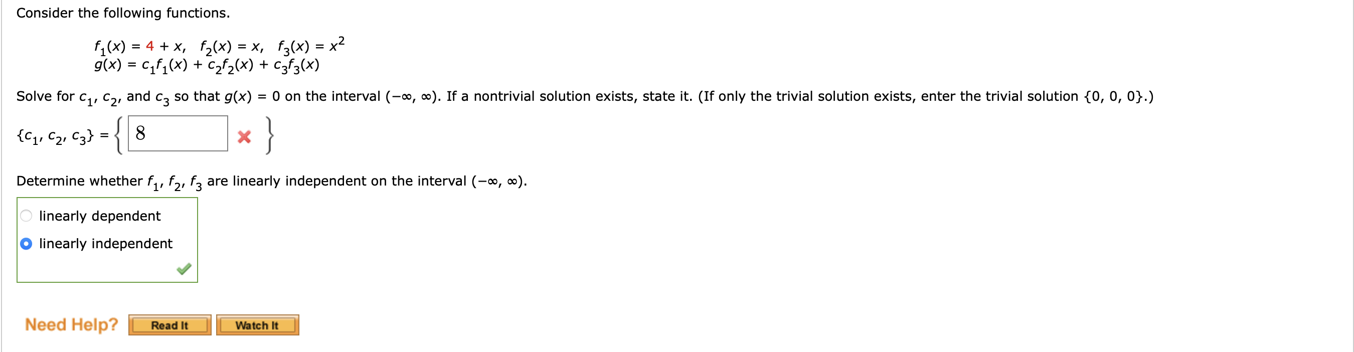 Solved Consider The Following Functions F1 X 4 X