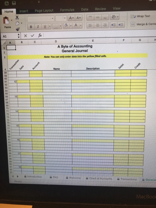 Solved Wrap Text al Merge & Center Ls l' 3 Formatting as | Chegg.com