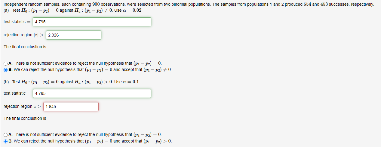 Solved Independent random samples, each containing 900 | Chegg.com