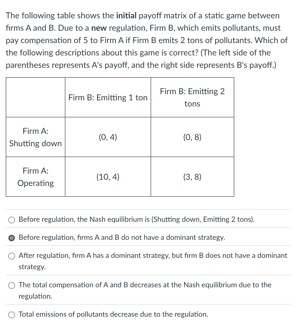 Solved by an EXPERT The following table shows the initial payoff matrix | Chegg.com