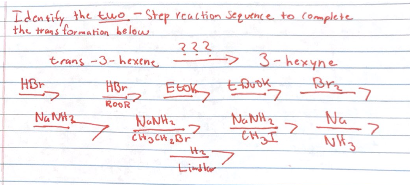 Solved Identify the TWO step reaction sequence to complete | Chegg.com