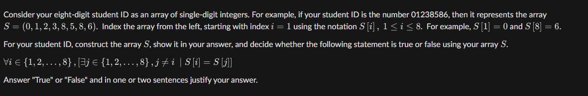 Solved Consider your eight-digit student ID as an array of | Chegg.com