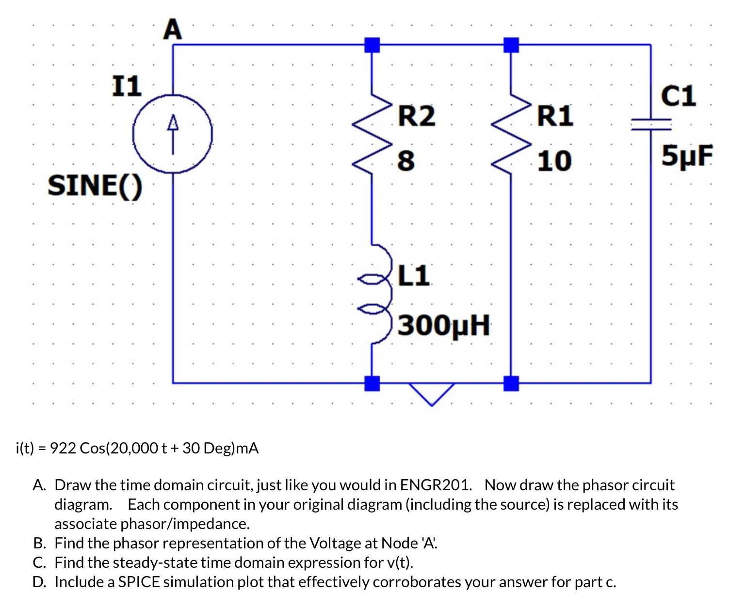 Solved i(t) = 922 Cos(20,000 t + 30 Deg)mADraw the time | Chegg.com