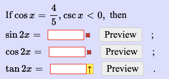 Solved If cos x = = , csc x