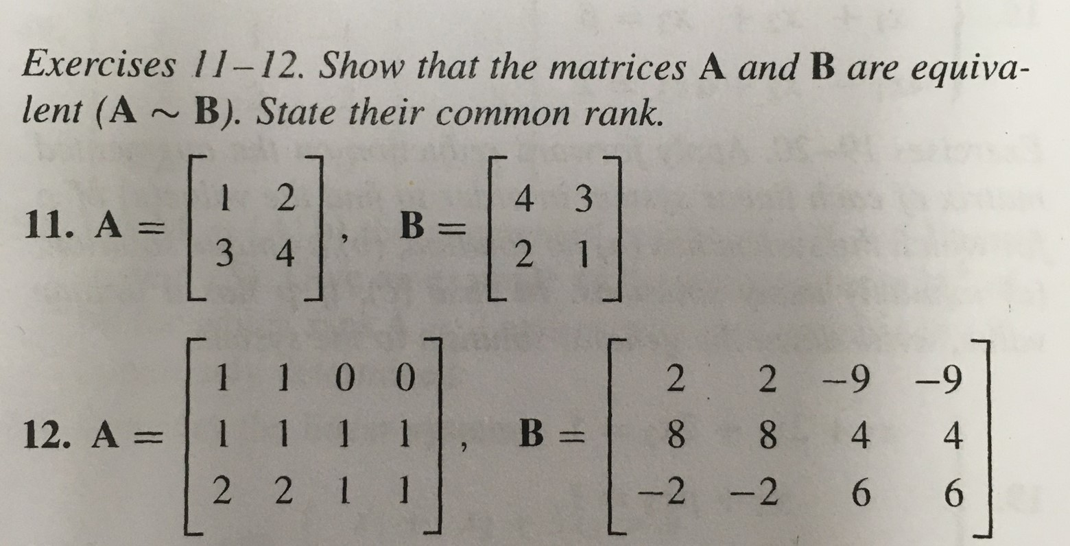 Solved Exercises 11-12. Show that the matrices A and B are | Chegg.com
