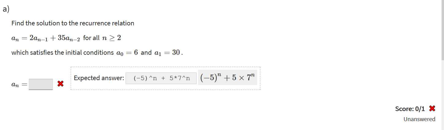 Solved Find The Solution To The Recurrence Relation An 