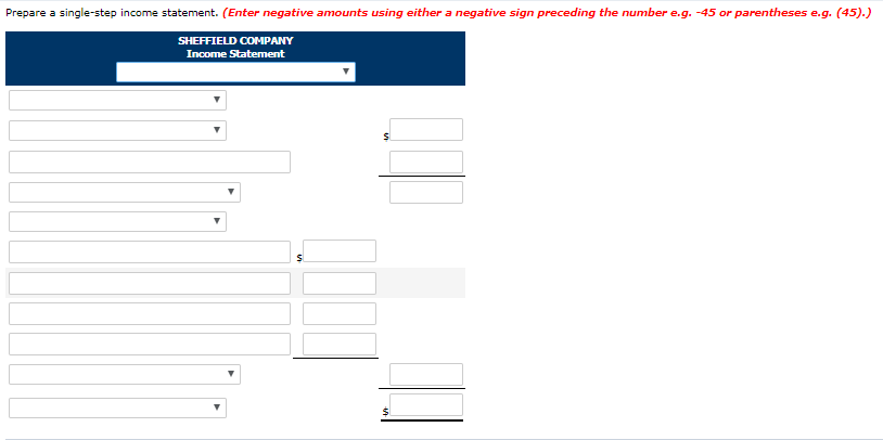 Solved Prepare a single-step income statement. | Chegg.com