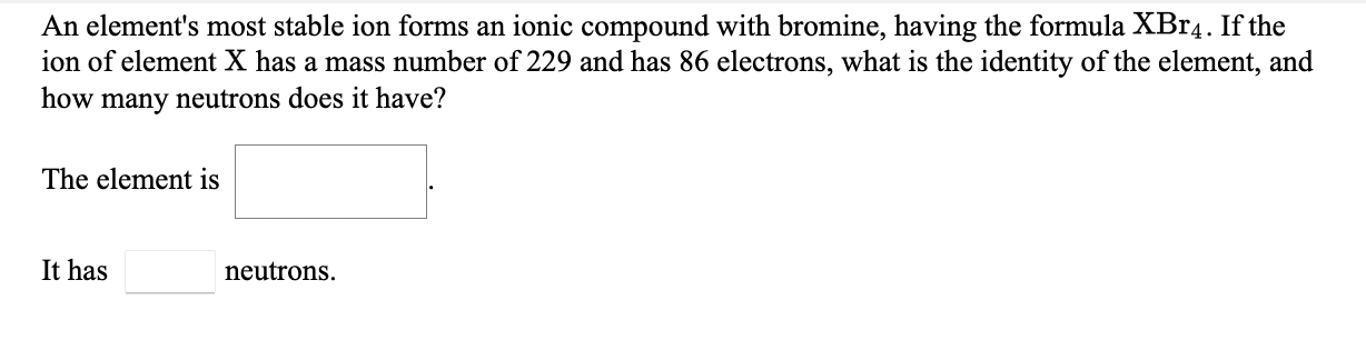 Solved An element's most stable ion forms an ionic compound | Chegg.com