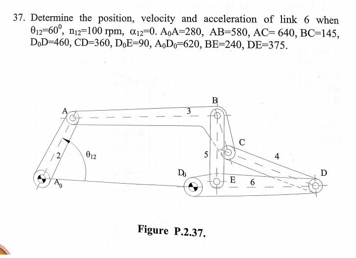 Solved 37. Determine the position, velocity and acceleration | Chegg.com