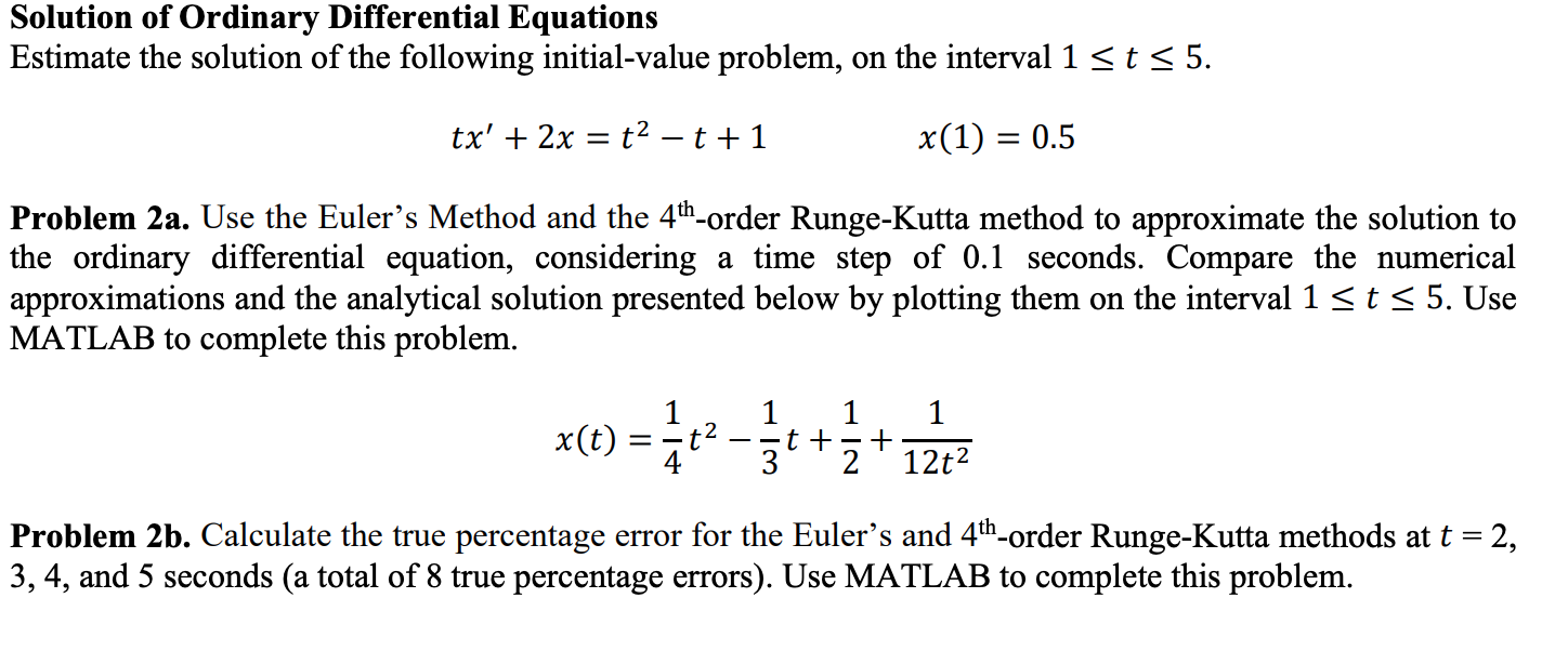Solved Solution of Ordinary Differential Equations Estimate | Chegg.com