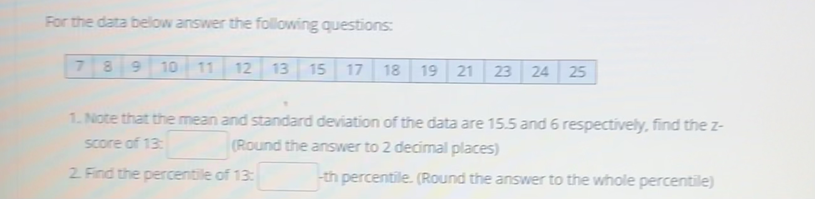 Solved For the data below answer the following | Chegg.com