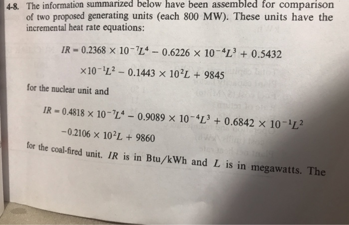 Solved of two proposed generating units (each 800 MW). These | Chegg.com