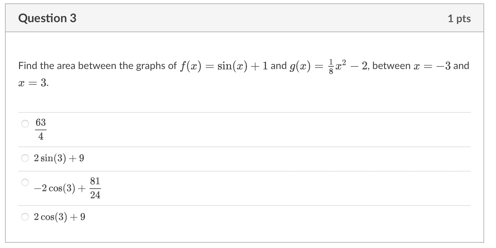 Solved Find the area between the graphs of f(x)=sin(x)+1 and | Chegg.com