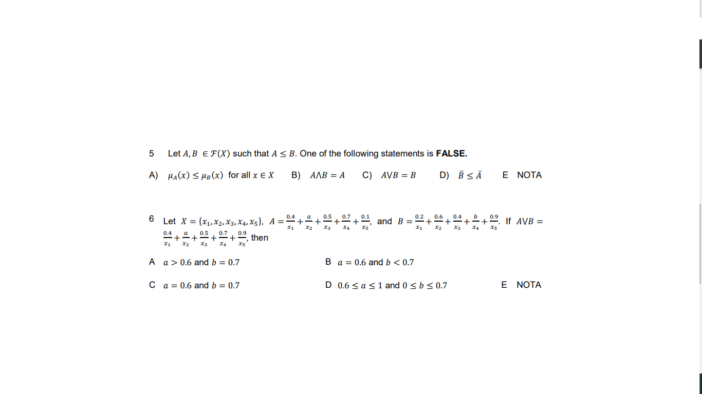 Solved 5 ﻿Let A,BinF(x) ﻿such that A≤B. ﻿One of the | Chegg.com