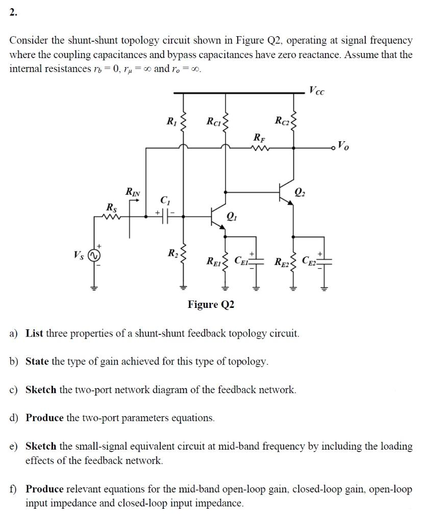 Solved 2. Consider the shunt-shunt topology circuit shown in | Chegg.com