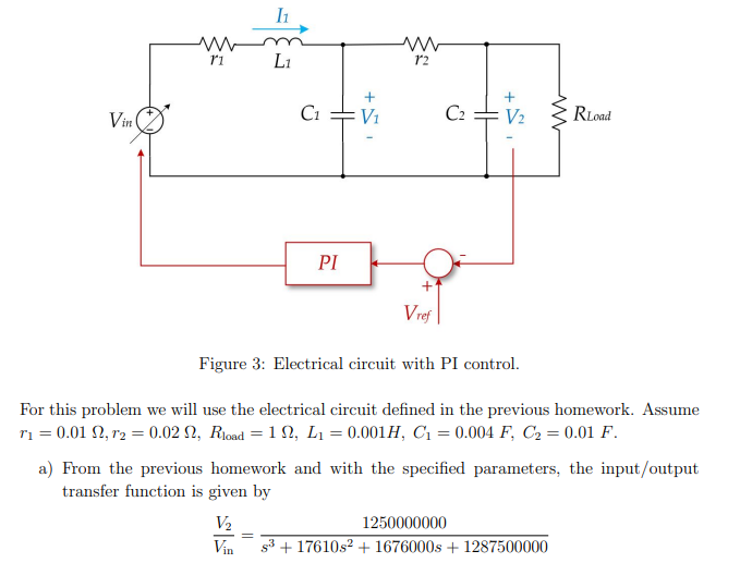 Figure 3: Electrical circuit with PI control. For | Chegg.com