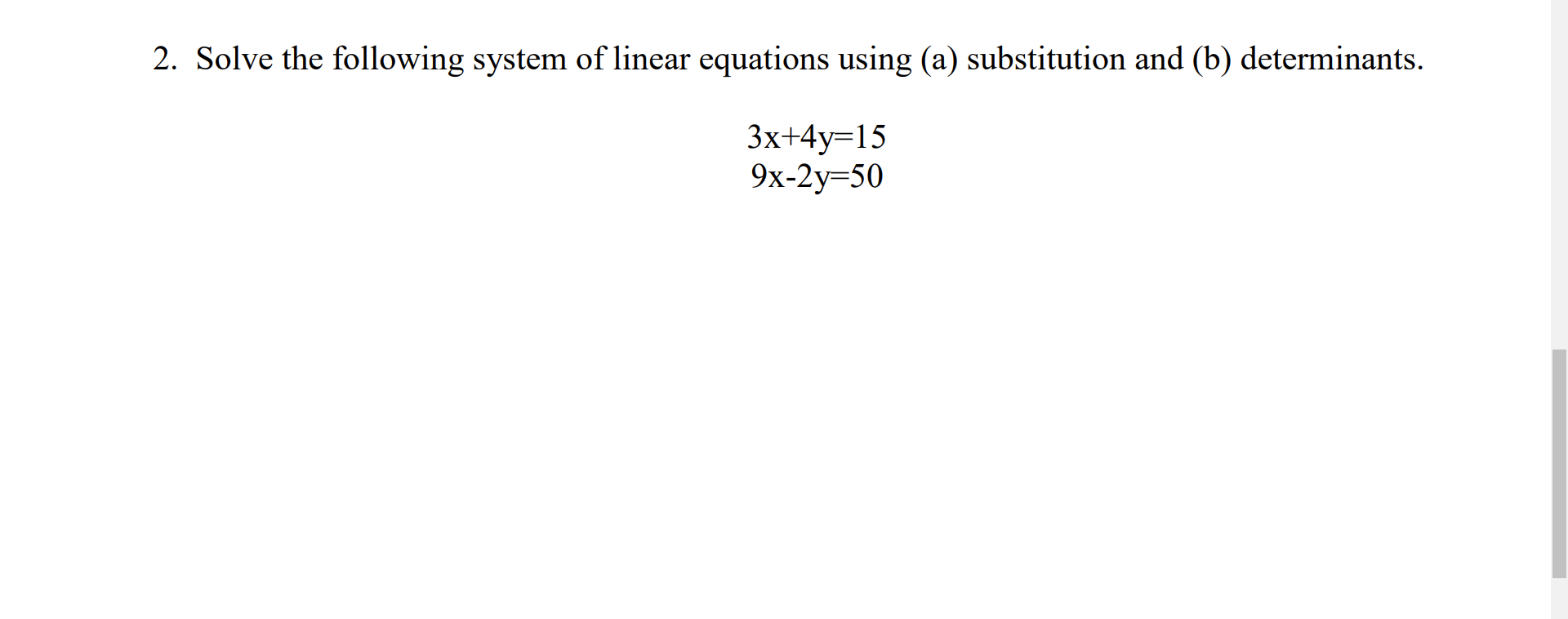 Solved 2. Solve the following system of linear equations | Chegg.com