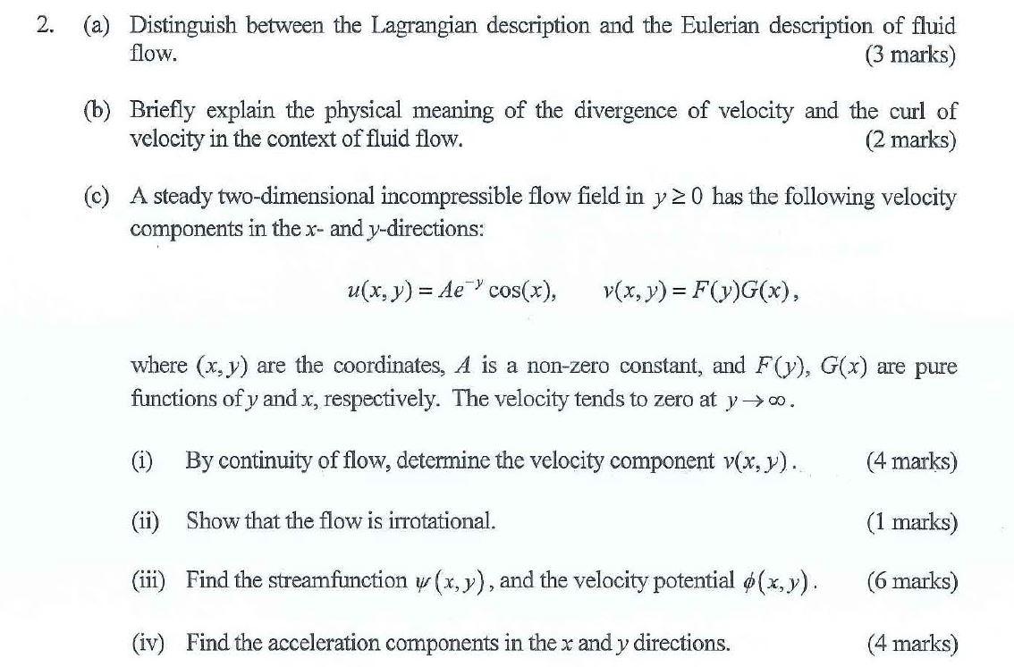 Solved 2. (a) Distinguish between the Lagrangian description | Chegg.com