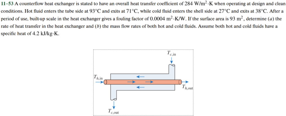 Solved 11-53 A counterflow heat exchanger is stated to have | Chegg.com