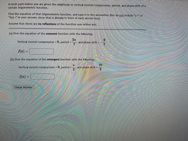 Solved In both parts below you are given the amplitude or | Chegg.com