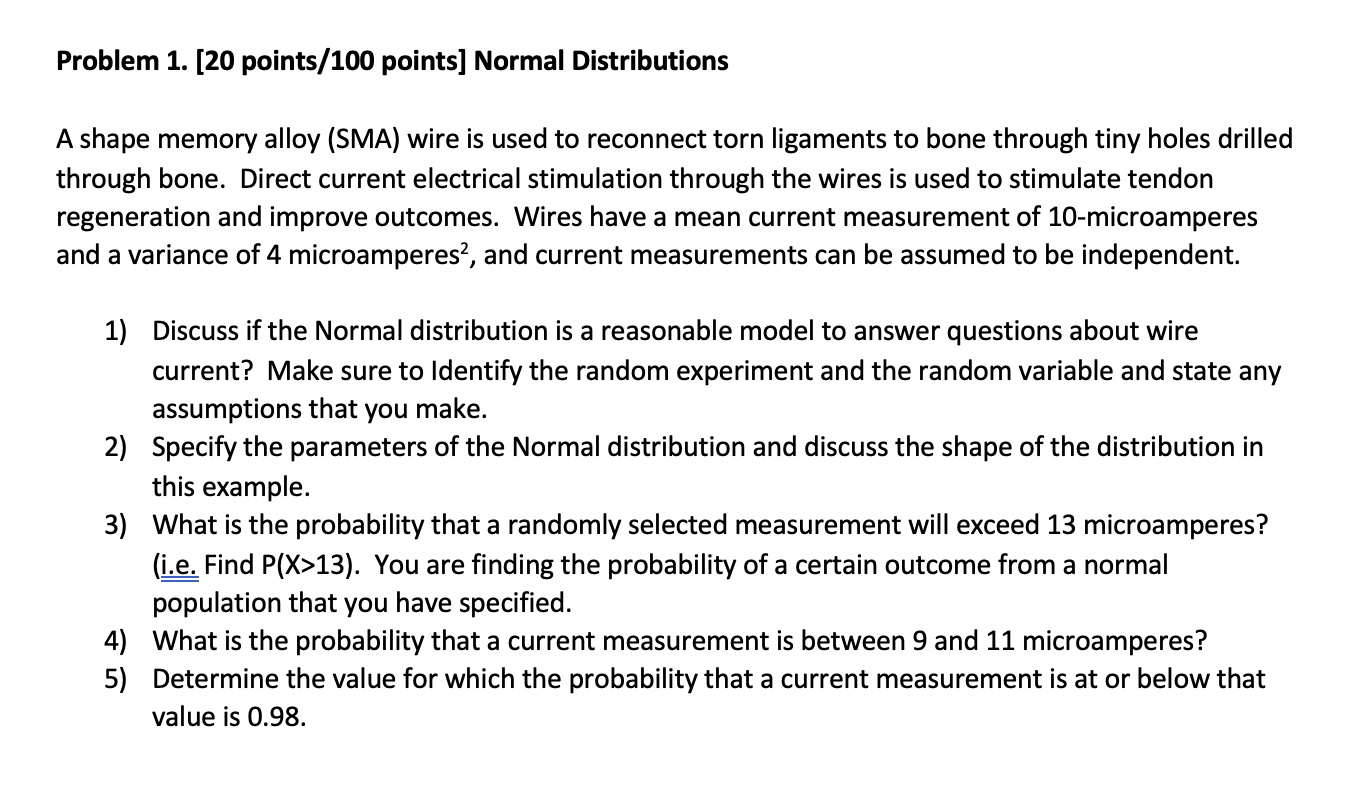 Problem 1. [ 20 points/100 points] Normal | Chegg.com