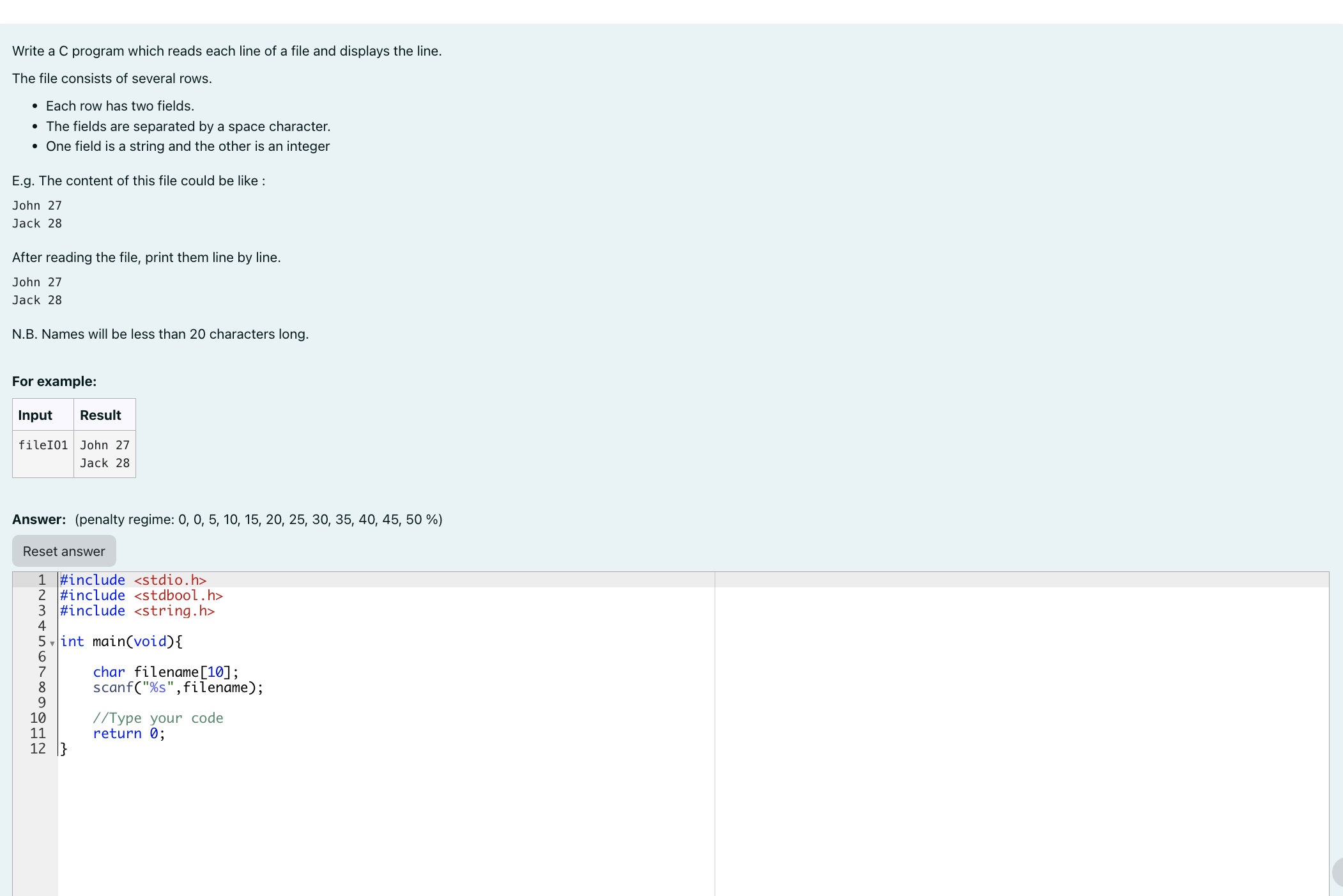Solved Write a C program which reads each line of a file and | Chegg.com