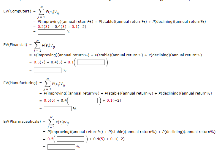 Solved EV(di)=∑j=1NP(si)Vij Recall the anticipated annual | Chegg.com
