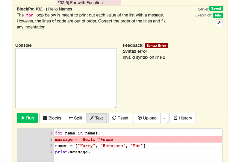 #32.5) For with Function Saved BlockPy: #32.1) Hello | Chegg.com