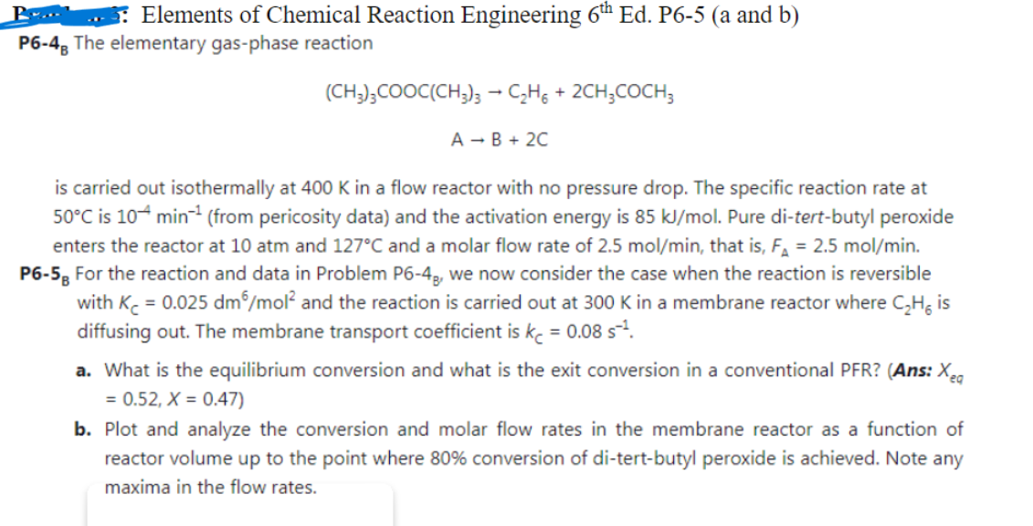 Solved P... Elements of Chemical Reaction Engineering 6th | Chegg.com