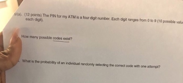 Solved The PIN for my ATM is a four digit number. Each digit | Chegg.com