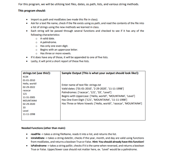For this program, we will be utilizing text files, | Chegg.com