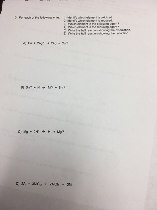 Solved 3. For each of the following write: 1) Identify which | Chegg.com