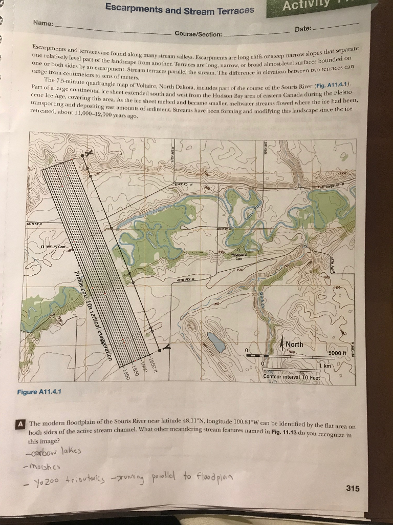 Solved Escarpments and Stream Terraces Activity Name: Date: | Chegg.com