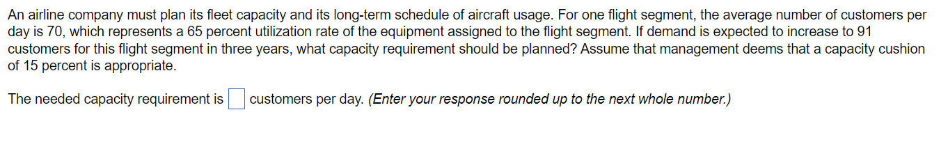 Solved An airline company must plan its fleet capacity and | Chegg.com