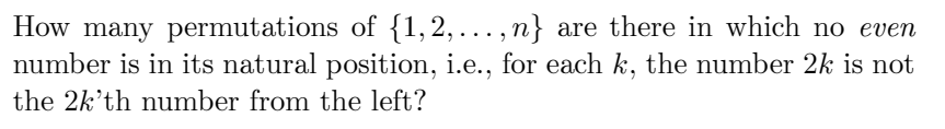 Solved How many permutations of {1,2,…,n} are there in which | Chegg.com