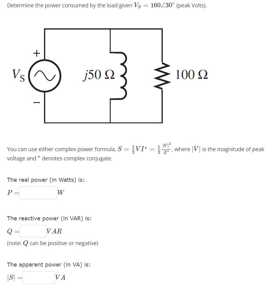 Solved Determine the power consumed by the load given | Chegg.com