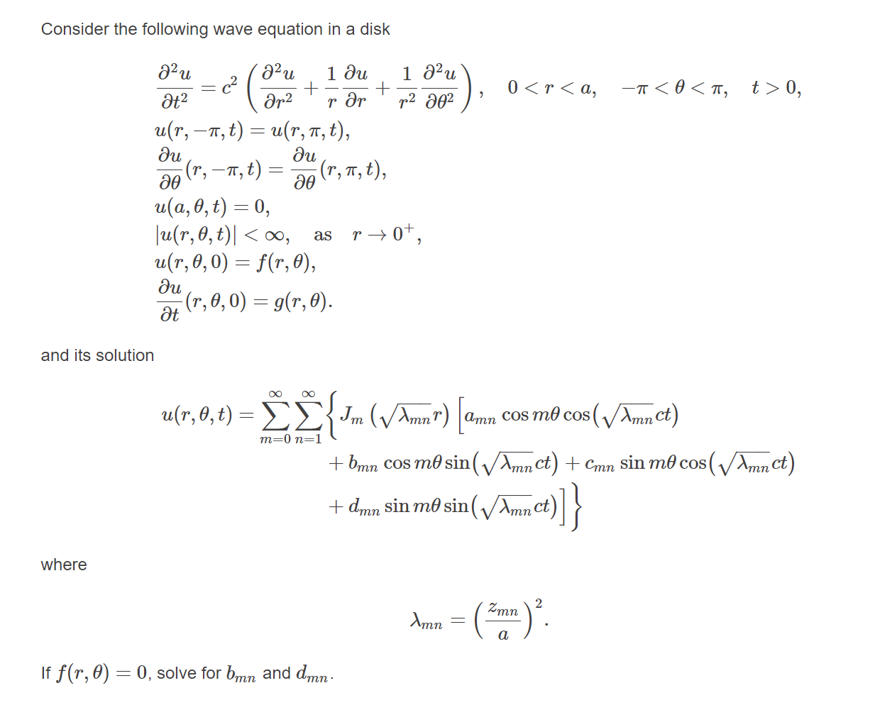 Consider the following wave equation in a disk P), | Chegg.com