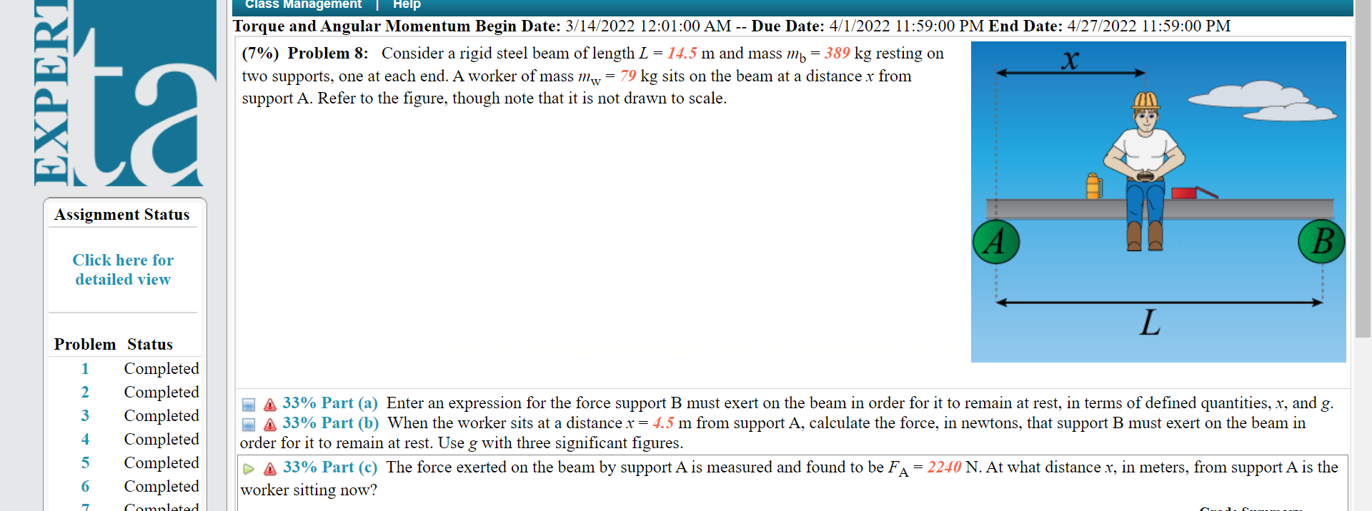 Solved EXPERT Class Management Help Torque and Angular | Chegg.com